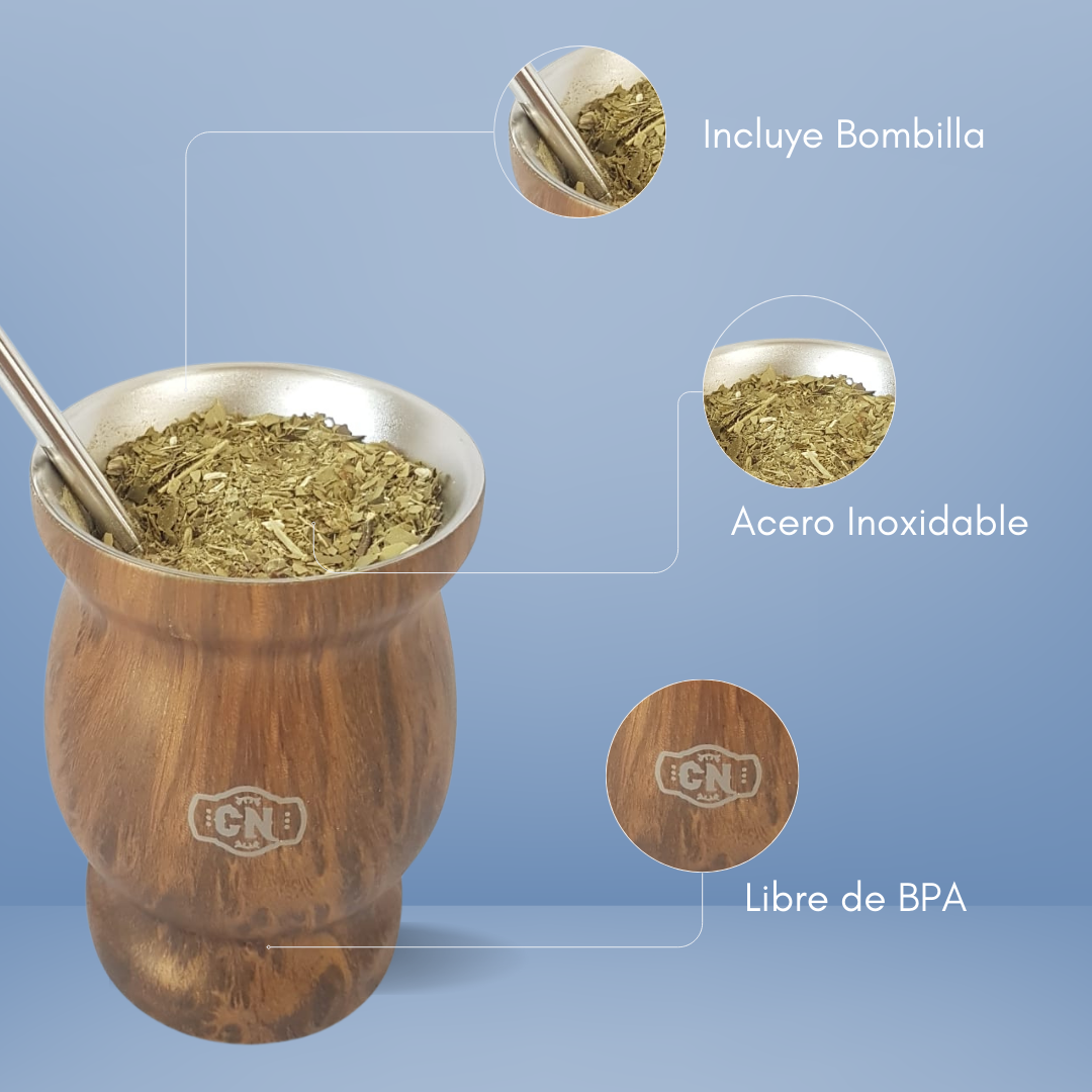 Mate de Acero Inoxidable Simil Madera | Alta Resistencia y Doble Capa ...