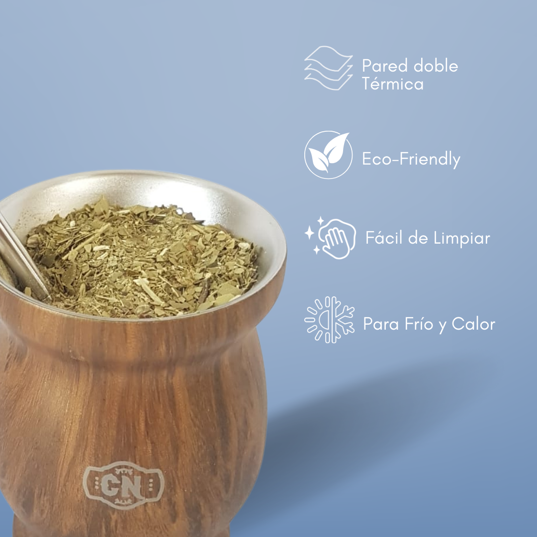 Mate de Acero Inoxidable Simil Madera | Alta Resistencia y Doble Capa ...